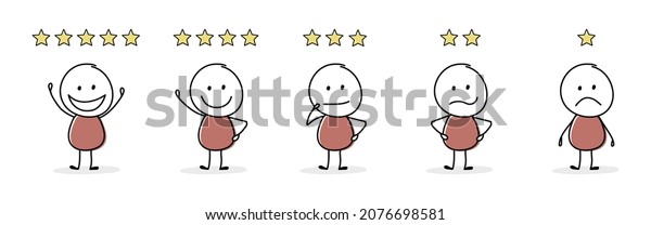 Funny Star Rating Cartoon Stickman Appraisal Stock Vector (Royalty Free ...
