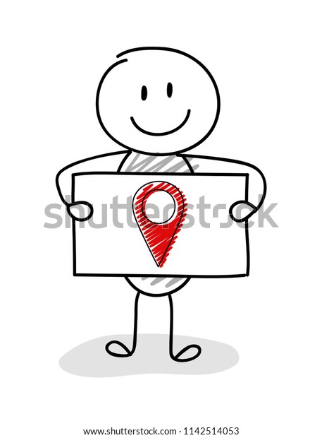 Funny Stickman Geotag Map Pin Icon Stock Vector (Royalty Free ...
