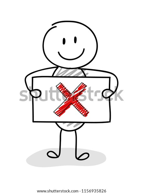 Funny Stickman Xmark Checkmark Icon Vector Stock Vector (Royalty Free ...
