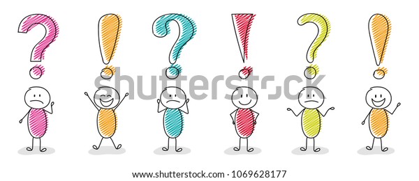 Funny Stickmen Question Mark Exclamation Point Stock Vector (Royalty ...