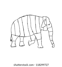 Funny Striped Elephant Your Design Stock Vector (Royalty Free ...