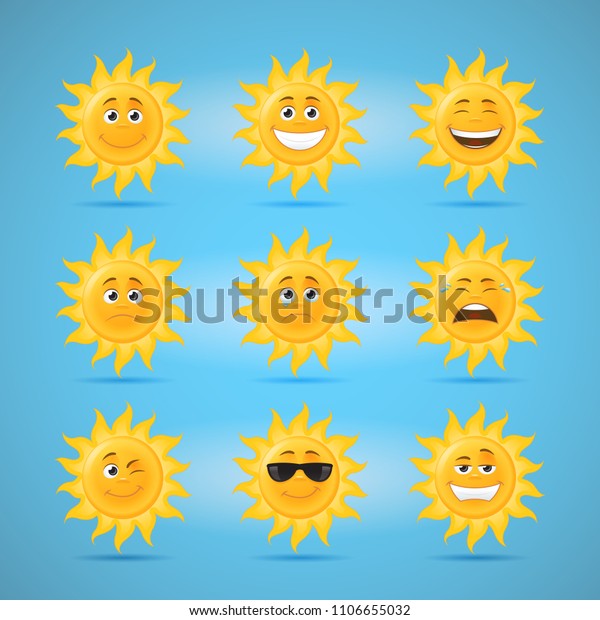 Funny Sun Emoticons First Set Vector Stock Vector (Royalty Free) 1106655032