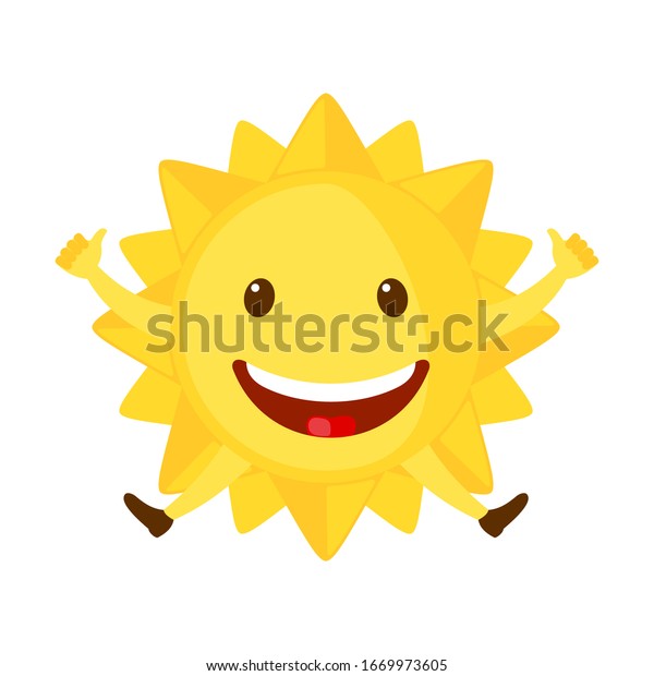 Funny Sun Icon Flat Style Isolated Stock Vector (Royalty Free ...