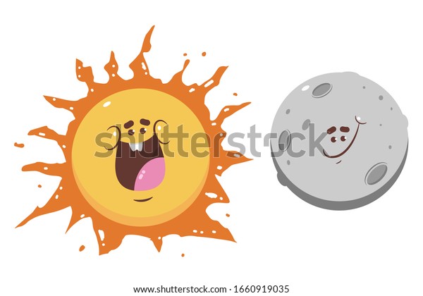 Funny Sun Moon Vector Cartoon Characters Stock Vector (Royalty Free ...