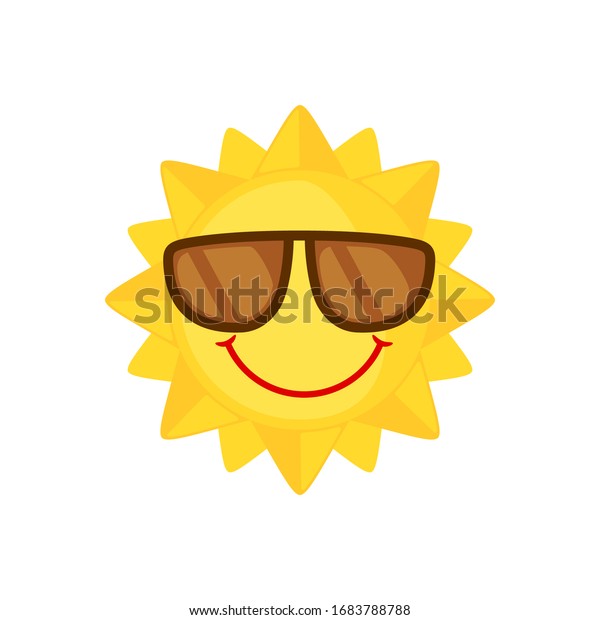 Funny Sun Sunglasses Icon Flat Style Stock Vector (Royalty Free ...