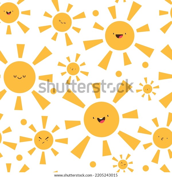 Funny Sun Vector Cartoon Seamless Pattern Stock Vector (Royalty Free ...