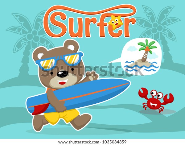 Funny Surfer Cartoon Vector Little Friends Stock Vector (Royalty Free ...