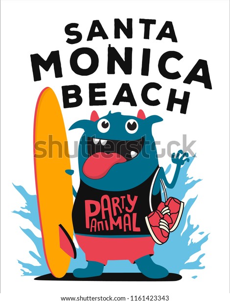 Funny Surfer Monster Surfboard Wave Sneaker Stock Vector (Royalty Free ...
