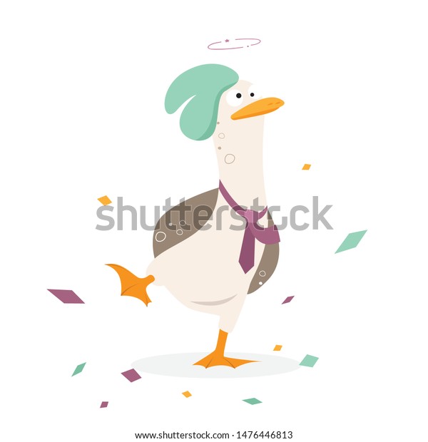 Funny Tired Duck Returns Corporate Party 스톡 벡터(로열티 프리) 1476446813