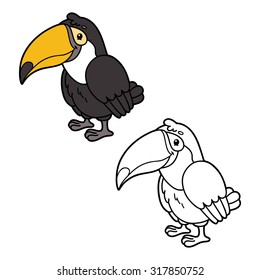 Funny Tukan Vector Illustration Coloring Page: Stock-Vektorgrafik ...