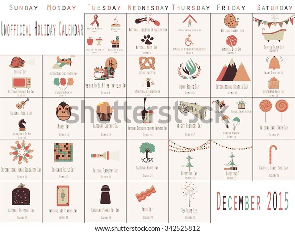 Funny Unofficial Holiday Calendar December Every Stock Vector (Royalty ... Funny Unofficial Holiday Calendar December Every Stock Vector (Royalty ...