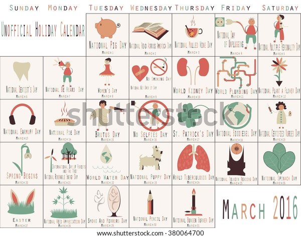 Funny Unofficial Holiday Calendar March Every Stock Vector (Royalty ... Funny Unofficial Holiday Calendar March Every Stock Vector (Royalty ...