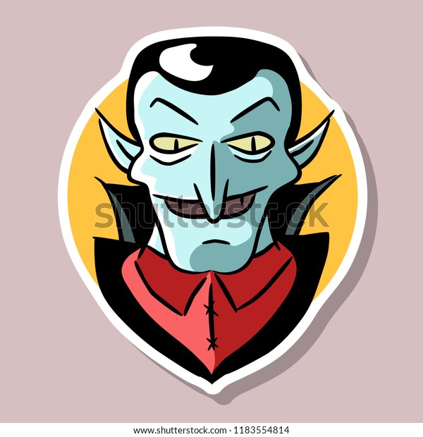Funny Vampire Vector Sketch Halloween Sticker: เวกเตอร์สต็อก (ปลอดค่า ...