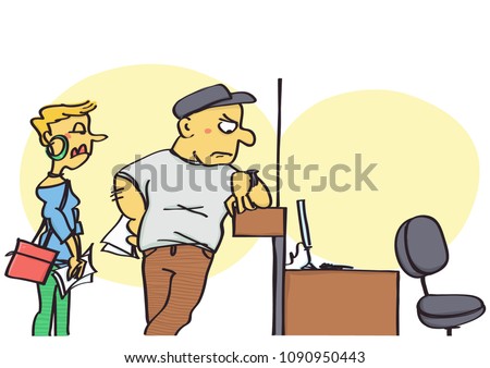 Funny Vector Cartoon Clients Waiting Missing เวกเตอร์สต็อก (ปลอดค่า ...