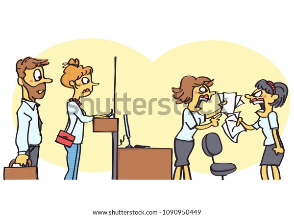 Funny Vector Cartoon Two Office Clerks Stock Vector (Royalty Free ...