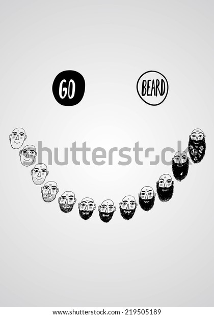 Funny Vector Illustration Growing Beard Smile Stock Vector (Royalty ...