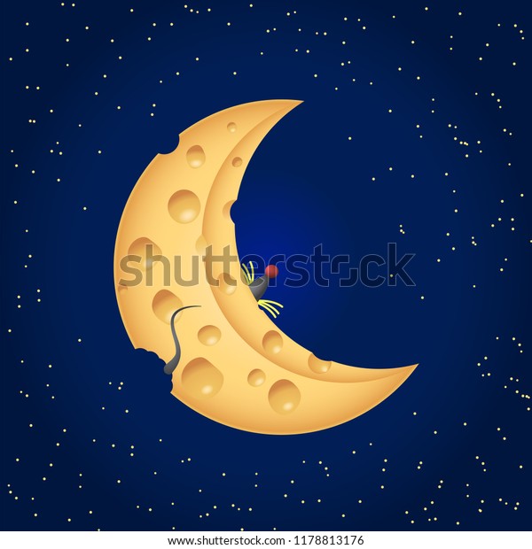 Funny Vector Illustration Mouse Moon Look Stock Vector (Royalty Free ...