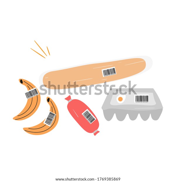 Funny Vector Products Supermarket Packing Eggs Stock Vector (Royalty ...