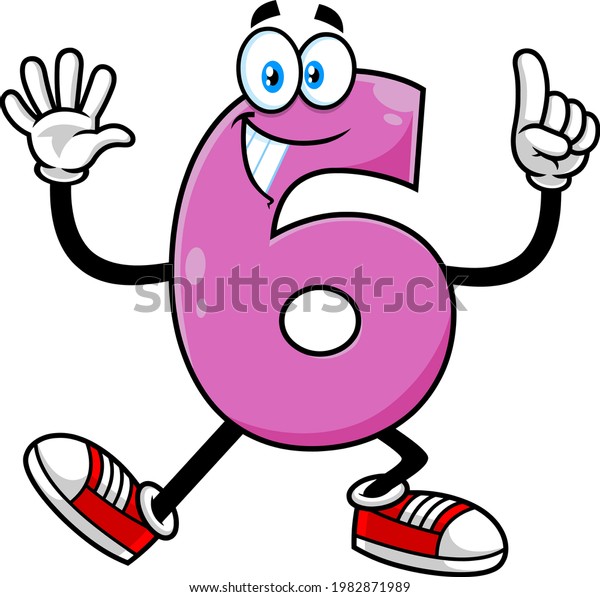 Funny Violet Number Six 6 Cartoon Stock Vector (Royalty Free ...