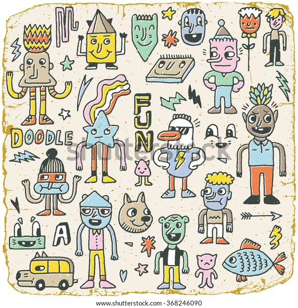 Funny Wacky Doodle Characters Set 2 Stock Vector (Royalty Free ...