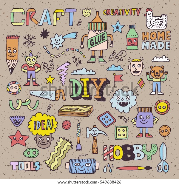Funny Wacky Doodle Creativity Diy Arts Stock Vector (Royalty Free ...