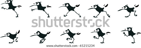 Funny Walking Bird Animation Sprite Sheet: vector de stock (libre de ...
