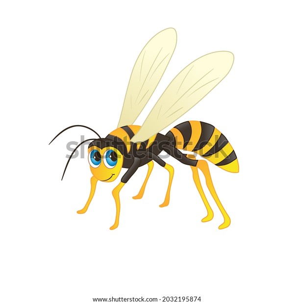 Funny Wasp Cartoon Style Isolated On Stock Vector (Royalty Free ...