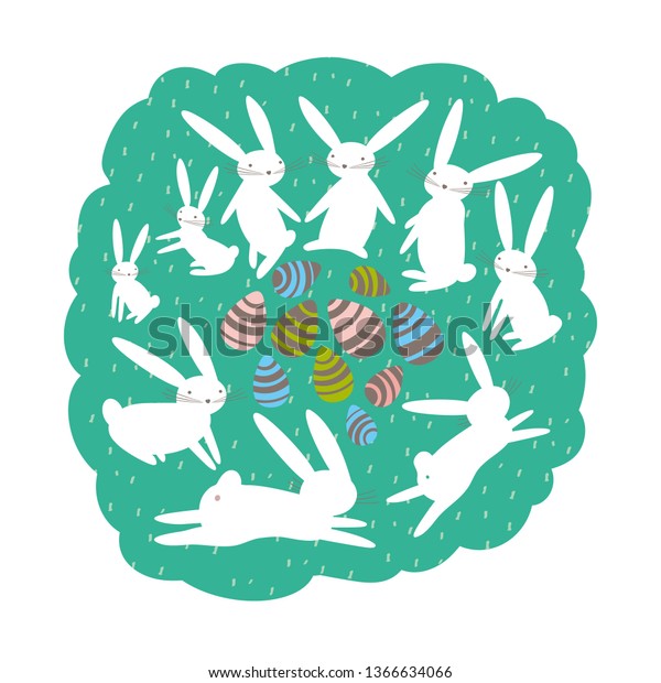 Funny White Rabbits Vector Illustration Cartoon Stock Vector (Royalty ...