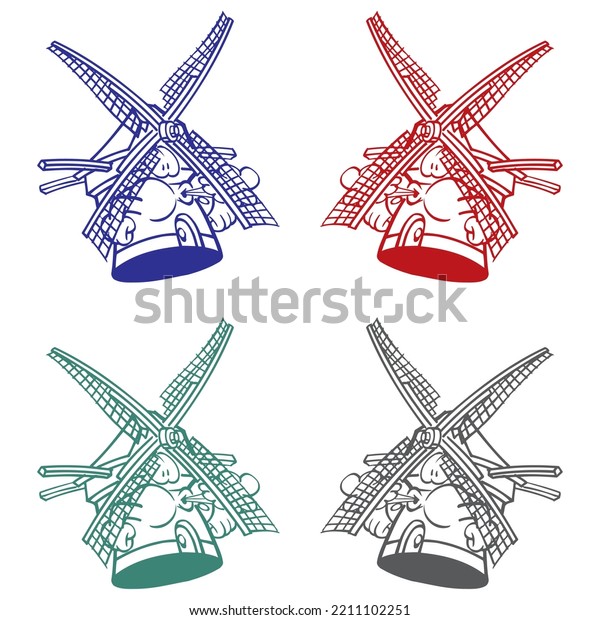 Funny Windmill Cartoon Character Vector Illustration Stock Vector ...
