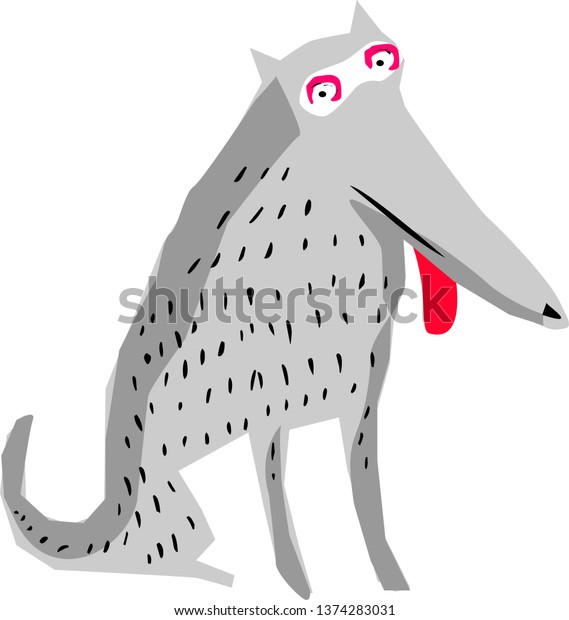 Funny Wolf Cartoon Vector Illustration Stock Vector (Royalty Free ...