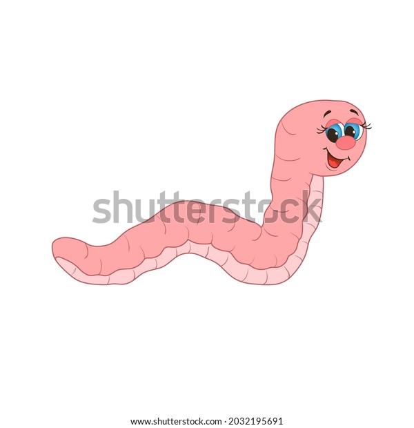 Funny Worm Cartoon Style Isolated On Stock Vector (Royalty Free ...