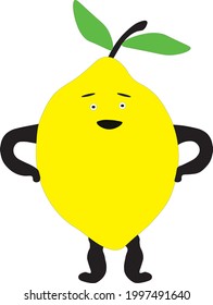 Funny Yellow Lemon Human Standing His Stock Vector (Royalty Free ...