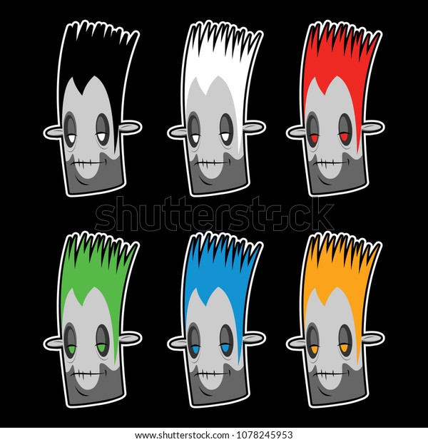 Funny Zombie Face Set Stock Vector (Royalty Free) 1078245953 | Shutterstock