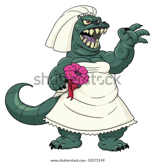Furious Bridezilla Roaring Stock Vector (Royalty Free) 50273149