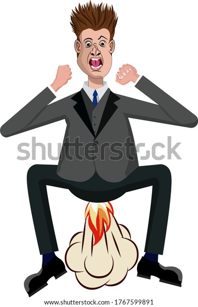 Stock vektor „Furious Outraged Vector Cartoon Business Man“ (bez ...