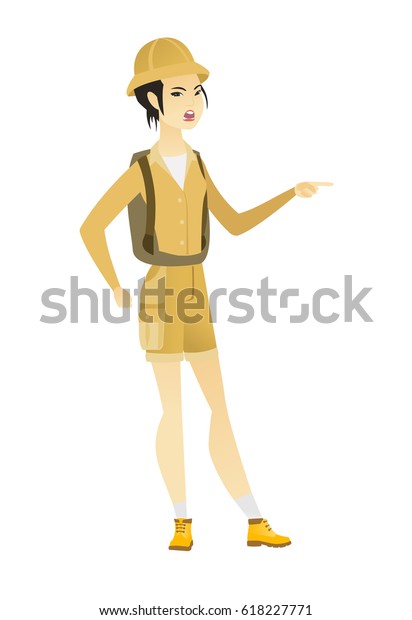 Furious Traveler Screaming Pointing Her Finger Stock Vector (Royalty ...