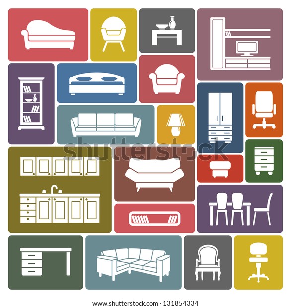 Furniture Icon Set Stock Vector (Royalty Free) 131854334