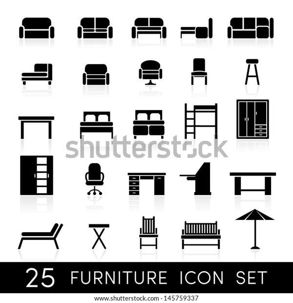 Conjunto de iconos de muebles: vector de stock (libre de regalías ...