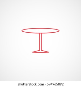 Furniture Round Table Red Line Icon Stock Vector (Royalty Free ...