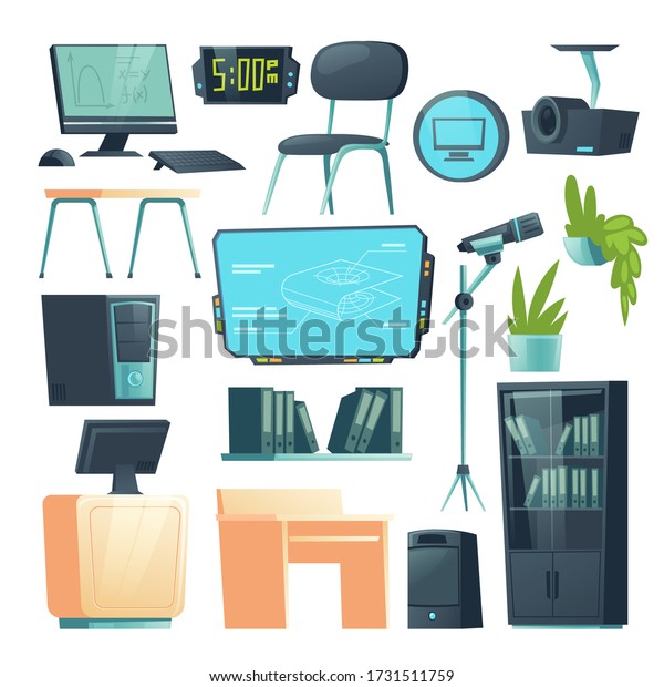 Furniture School Computer Classroom Vector Cartoon Stock Vector ...