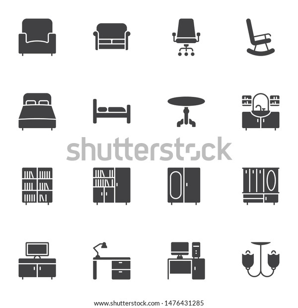 Furniture Vector Icons Set Modern Solid Stock Vector (Royalty Free ...
