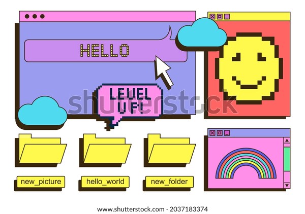Future Retro Style Pixel Emoticon Old Stock Vector (Royalty Free ...