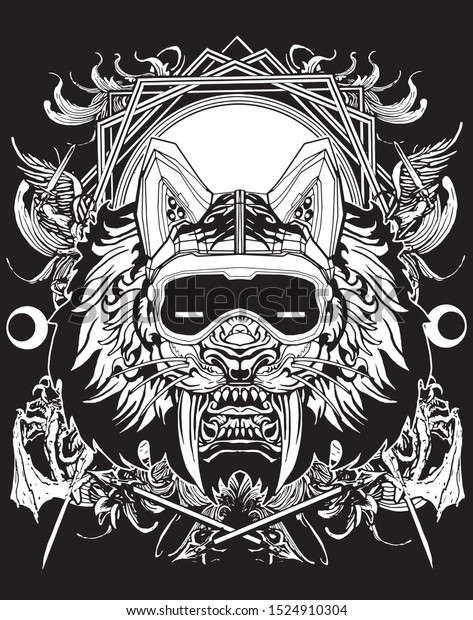 Future Robot Saber Tooth Black White Stock Vector (Royalty Free) 1524910304