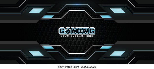 Futuristic Black Blue Gaming Banner Design Stock Vector (Royalty Free ...