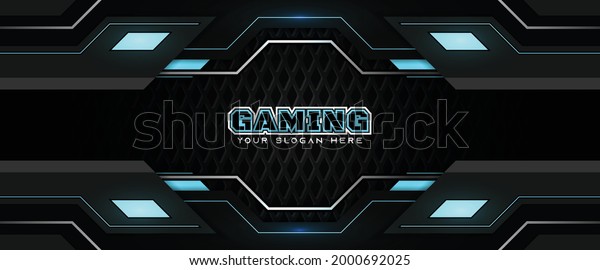 Futuristic Black Blue Gaming Banner Design Stock Vector (Royalty Free ...