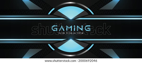 Futuristic Black Blue Gaming Banner Design Stock Vector (Royalty Free ...