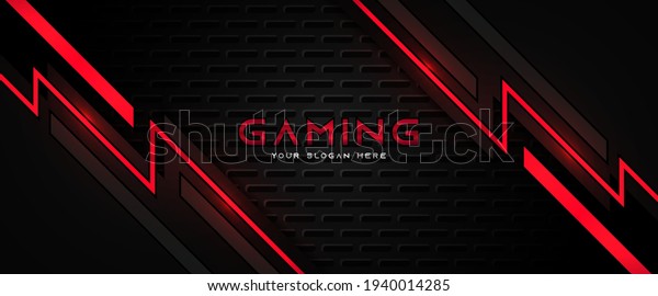 Futuristic Black Red Gaming Banner Design Stock Vector (Royalty Free ...