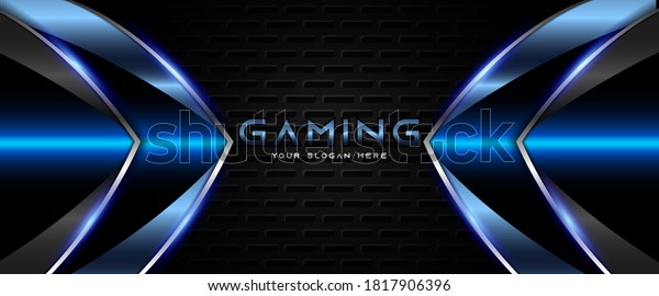 Futuristic Blue Black Abstract Gaming Banner Stock Vector (Royalty Free ...