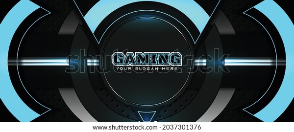 Futuristic Blue Black Abstract Gaming Banner Stock Vector (Royalty Free ...