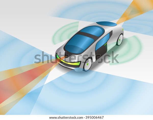 Futuristic Car Various Sensors Remote Sensing Stock Vector (Royalty ...